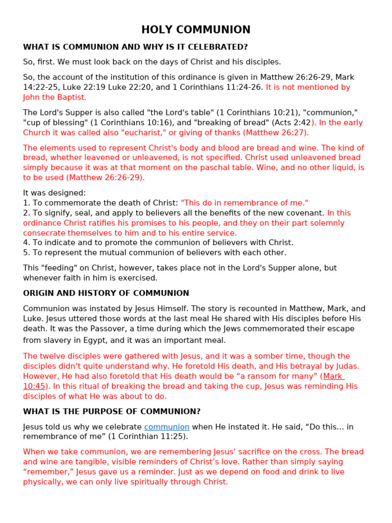 Holy Communion | PDF | Eucharist | Religion & Spirituality