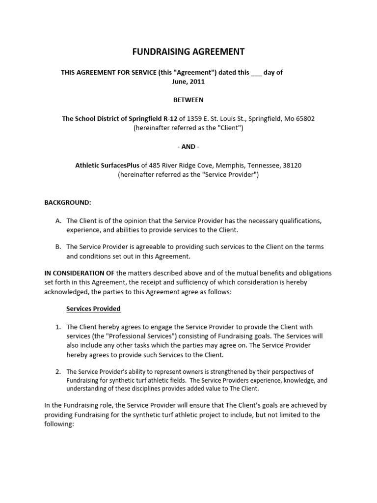 Fundraising Agreement Attachment - 06.28.11 | PDF