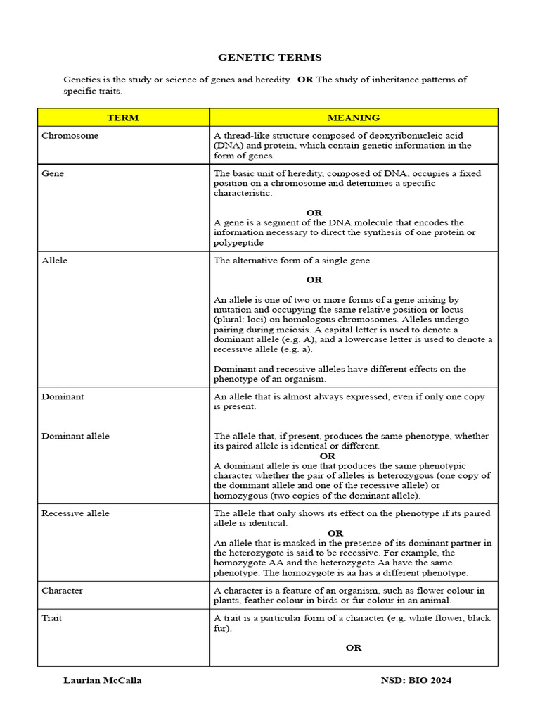 GENETIC TERMS | PDF