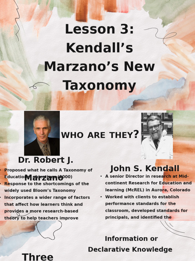 Lesson 3 Kendall's and Marzano's Taxonomy | PDF