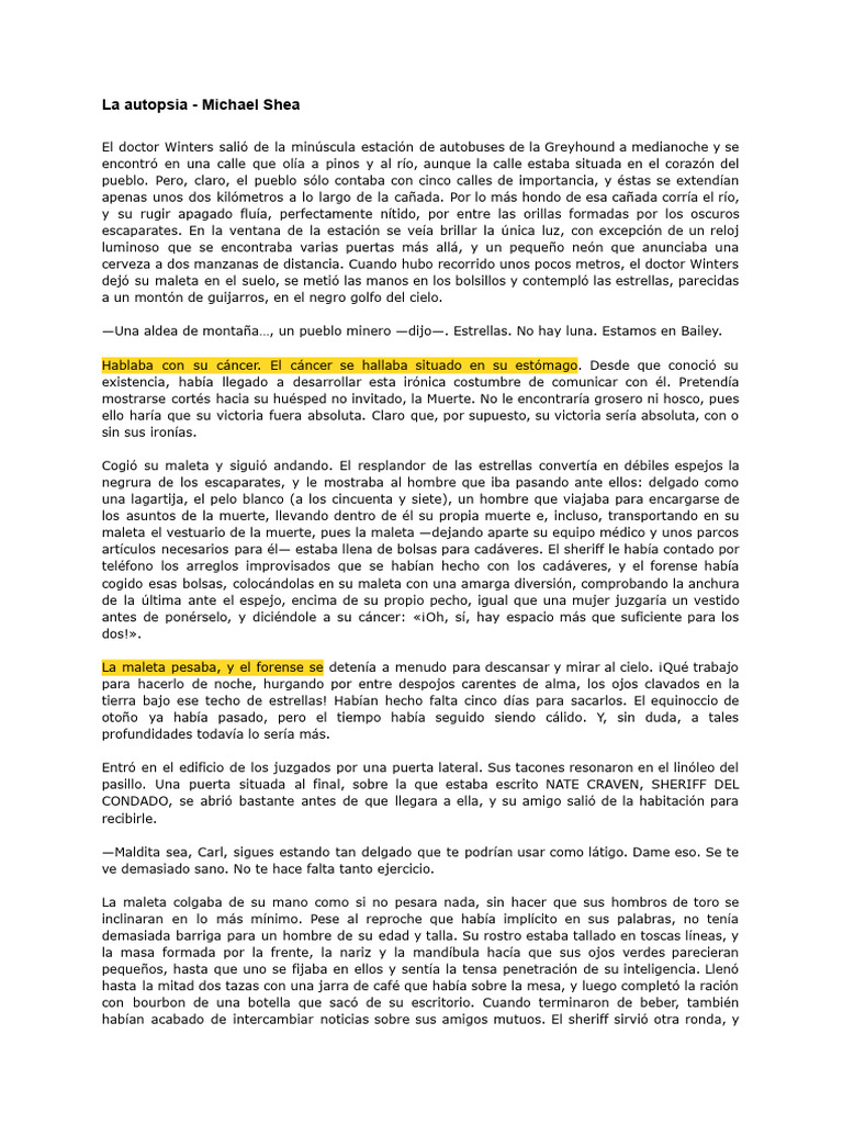 La Autopsia - Michael Shea | PDF