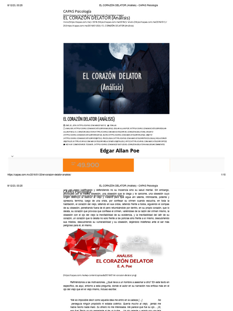 EL CORAZÓN DELATOR (Análisis) - CAPAS Psicología | PDF | Sicología ...