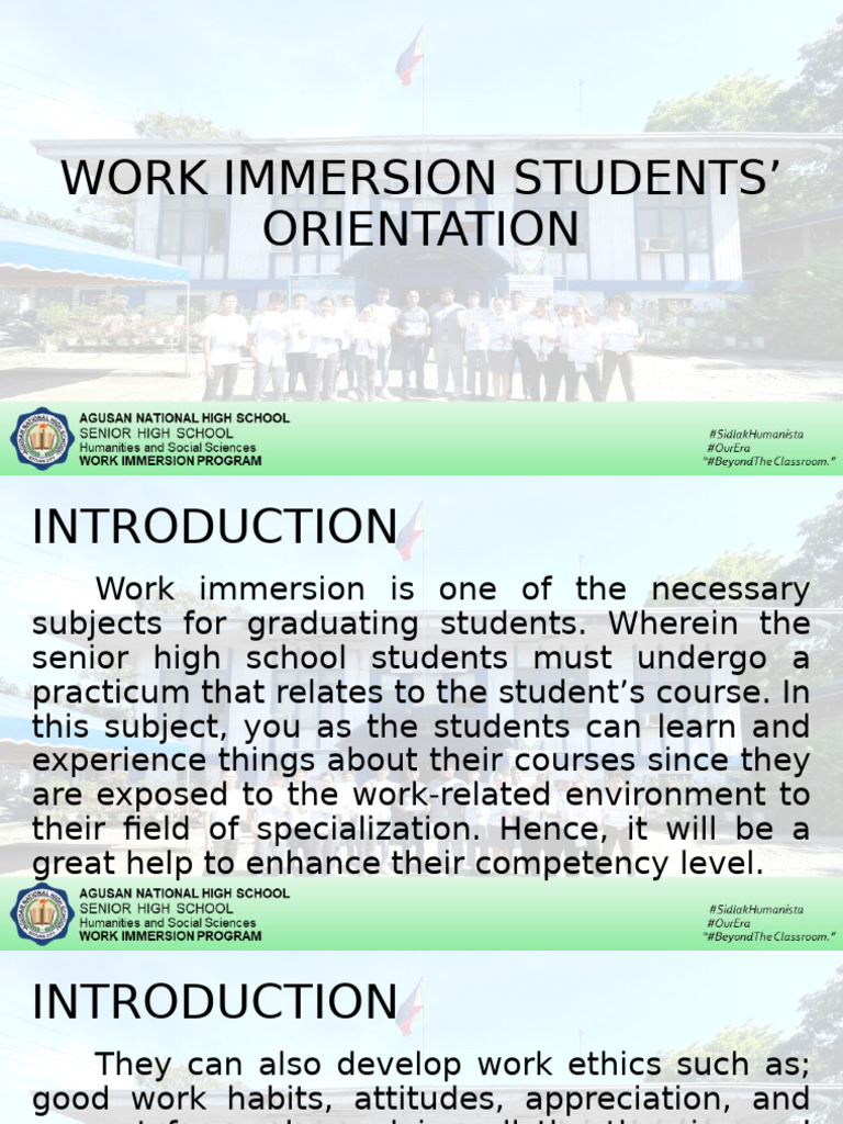 Week 1 Work Immersion Orientation | PDF