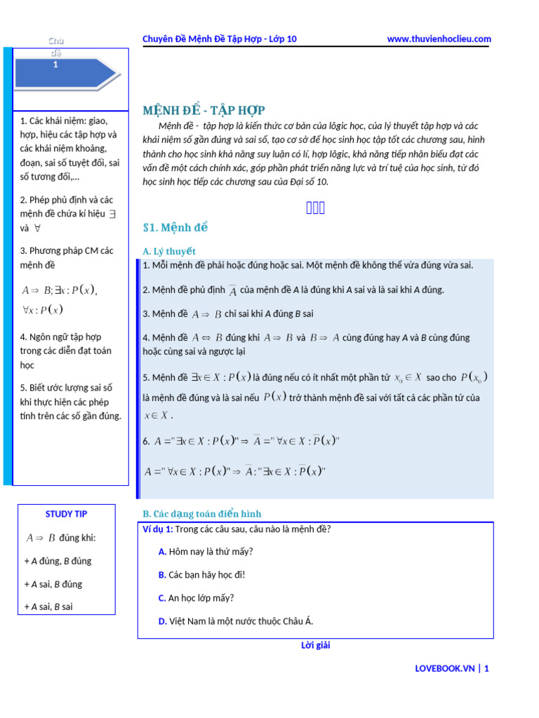 Chuyen de Menh de Tap Hop | PDF