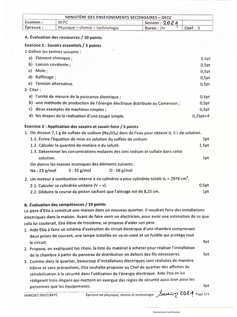 PCT Bepc 2021 - 1 | PDF