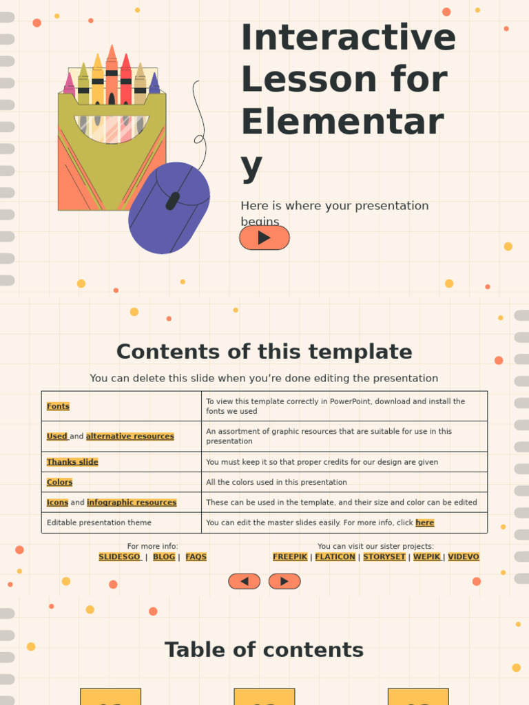 Interactive Lesson For Elementary by Slidesgo | PDF