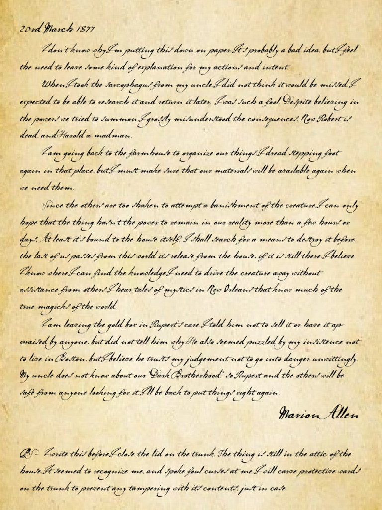 Edge of Darkness Handout 5 Marion Allens Letter | PDF