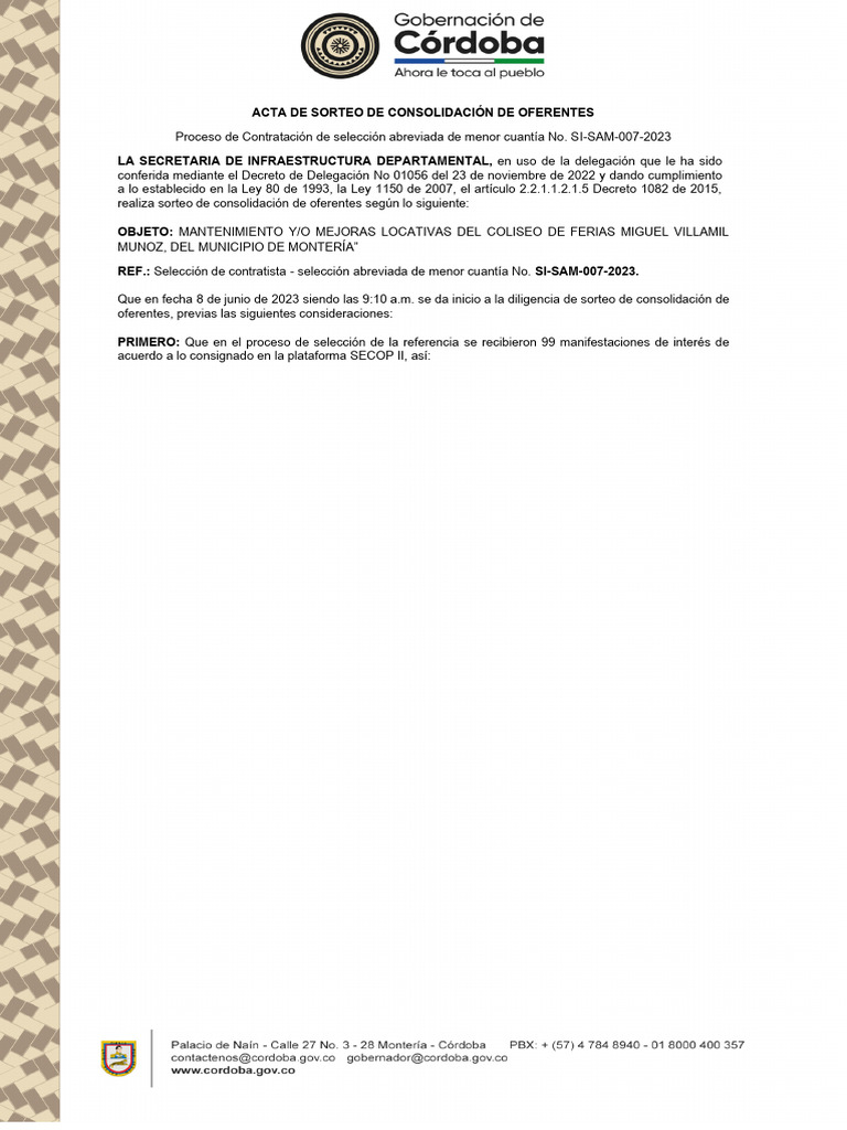 Acta de Sorteo | PDF