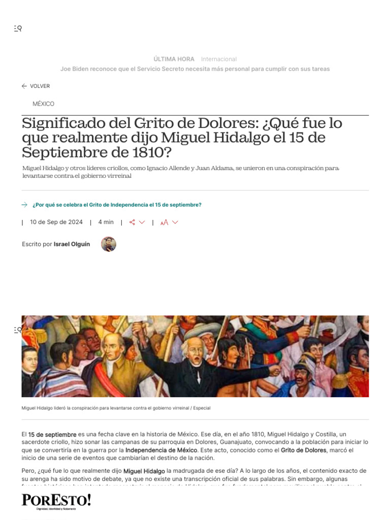 Grito de Dolores: ¿Qué dijo Hidalgo? | PDF | Nueva españa | México