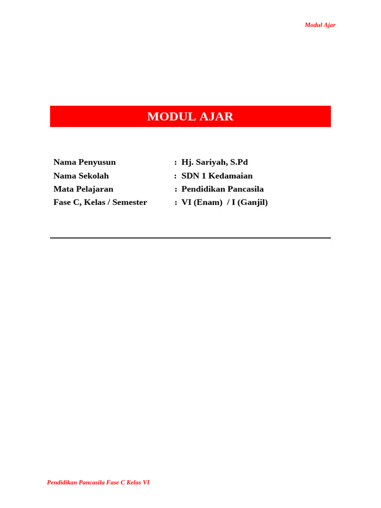 Modul Ajar Bu Sariyah | PDF