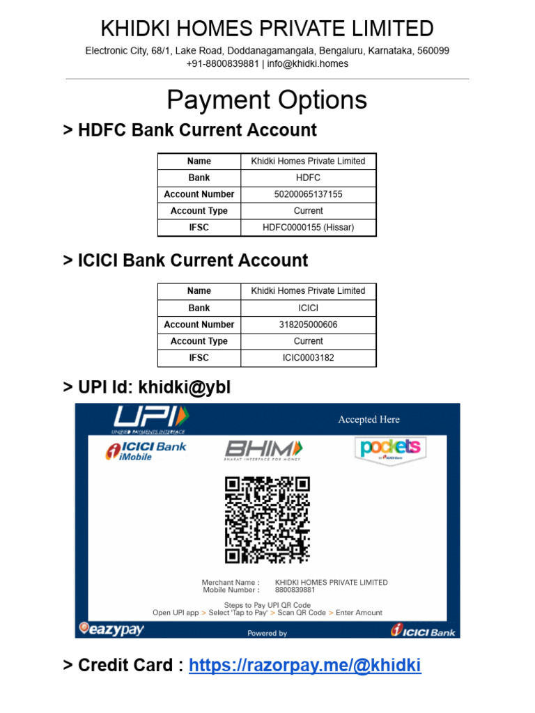 KHIDKI HOMES Payment Options | PDF