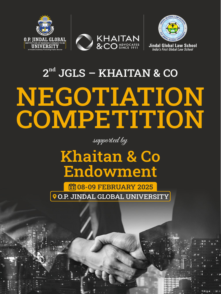 JGLS-Khaitan Negotiation Competition Flyer - Feb 2025 | PDF