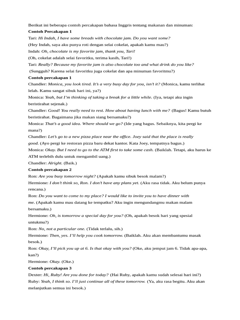 Contoh Percakapan MKNN Minumn | PDF