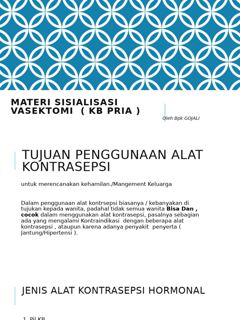 Materi Sisialisasi Vasektomi (KB Pria) | PDF