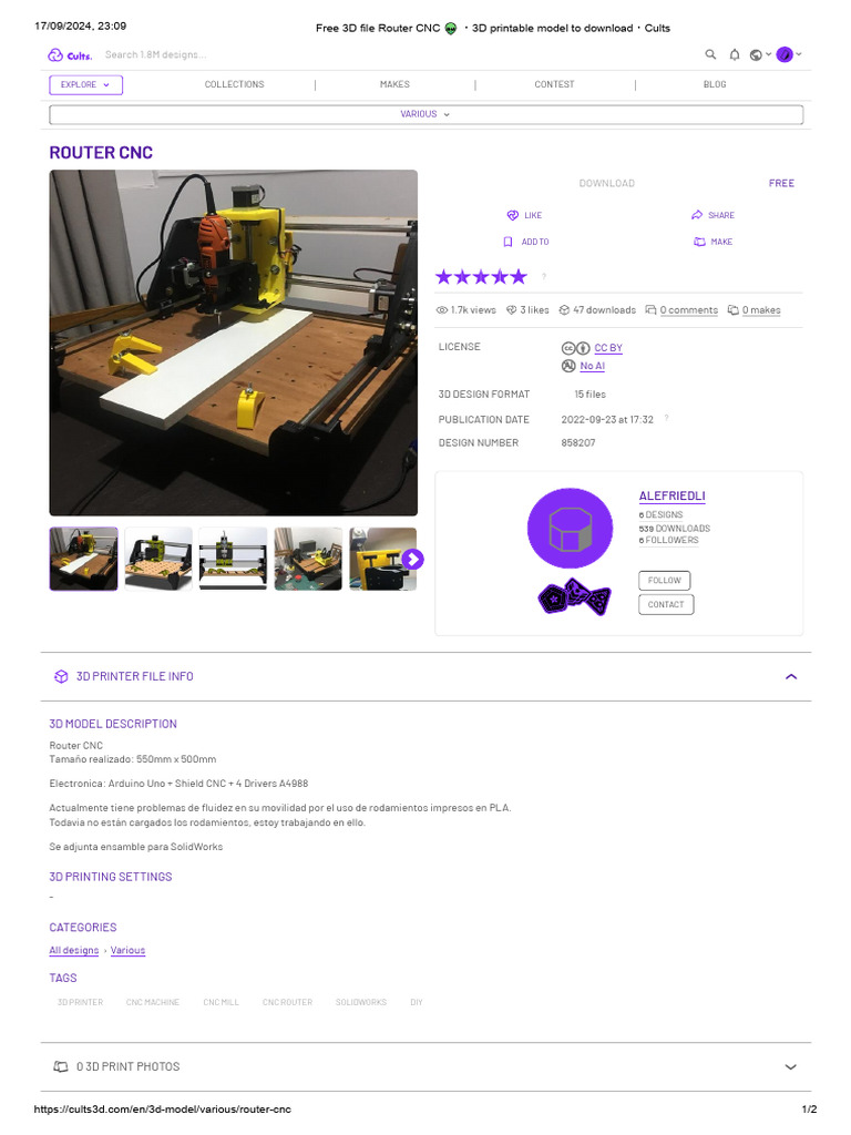 Free 3D CNC Router Model Download | PDF | 3 D Printing | Pay Pal