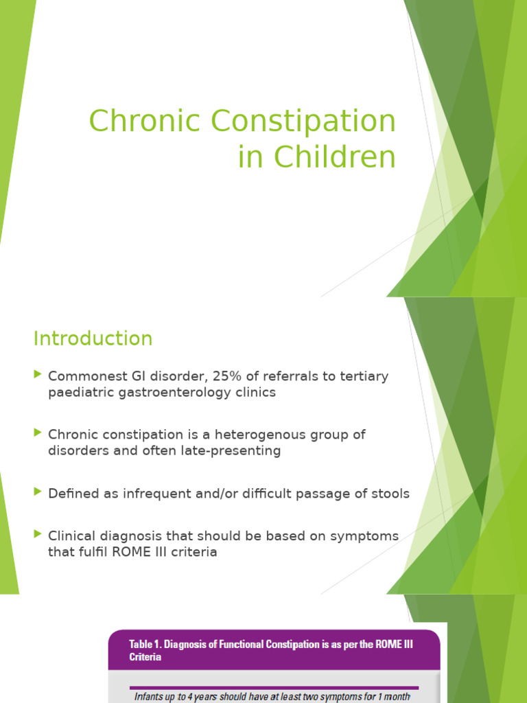 Management of Chronic Constipation in Children (Hospital CME Version) | PDF