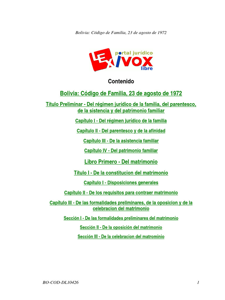 Codigo de Familia 1972 | PDF