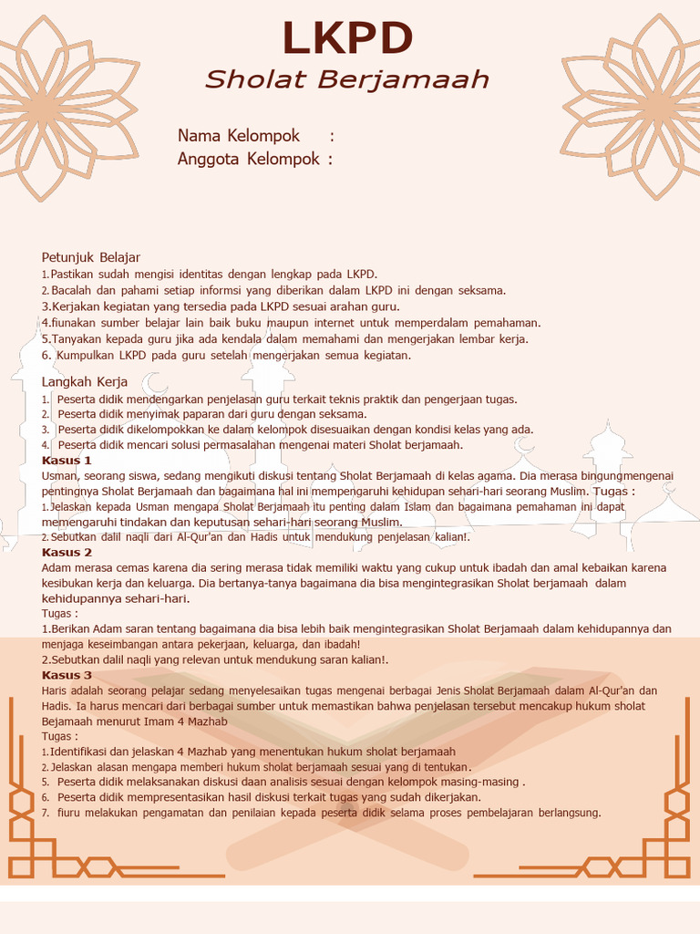 LKPD PBL Sholat Jamaah | PDF
