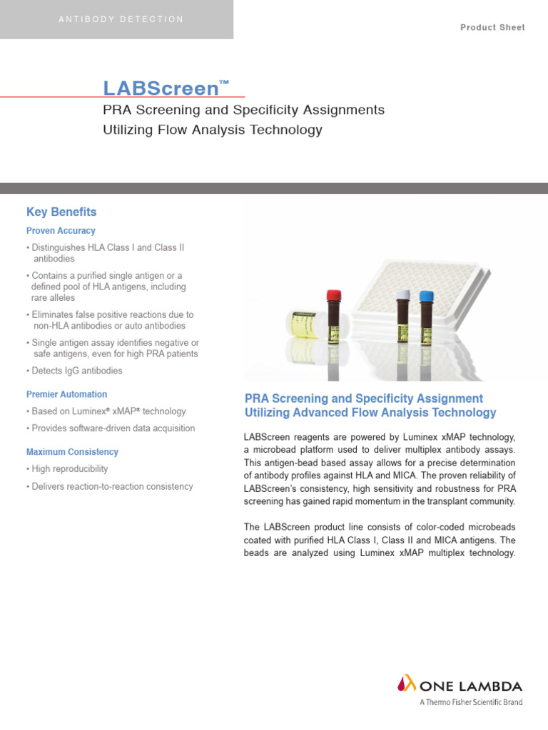 Labscreen: Pra Screening and Specificity Assignments Utilizing Flow ...