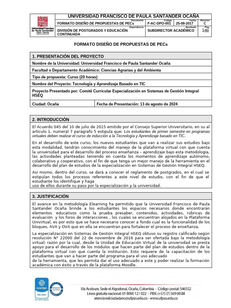 F Ac Dpo 001 Formato Diseo de Propuestas de Pecs Rev C | PDF F Ac Dpo 001 Formato Diseo de Propuestas de Pecs Rev C | PDF