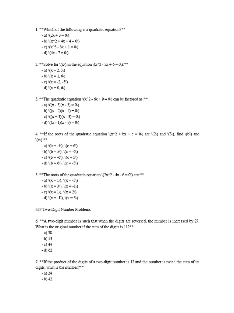 Maths MCQ | PDF