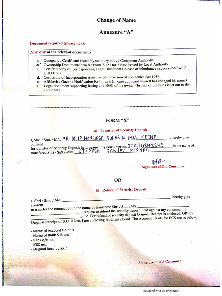 Change of Name Form | PDF