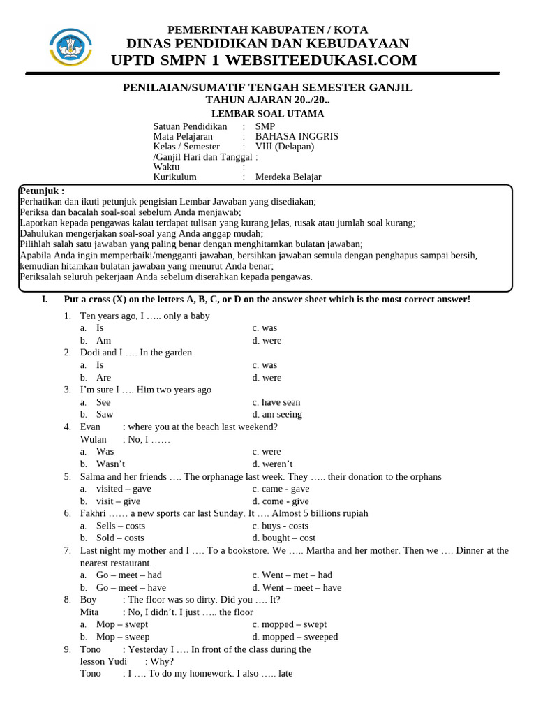 Soal Pts English Kelas 8 Sem1 Keisha | PDF