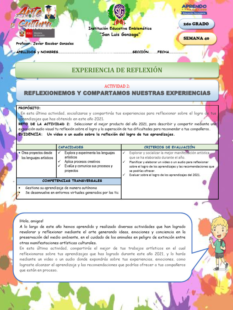 2do GRADO FICHA ACTIVIDAD 2 SEMANA 40 | PDF