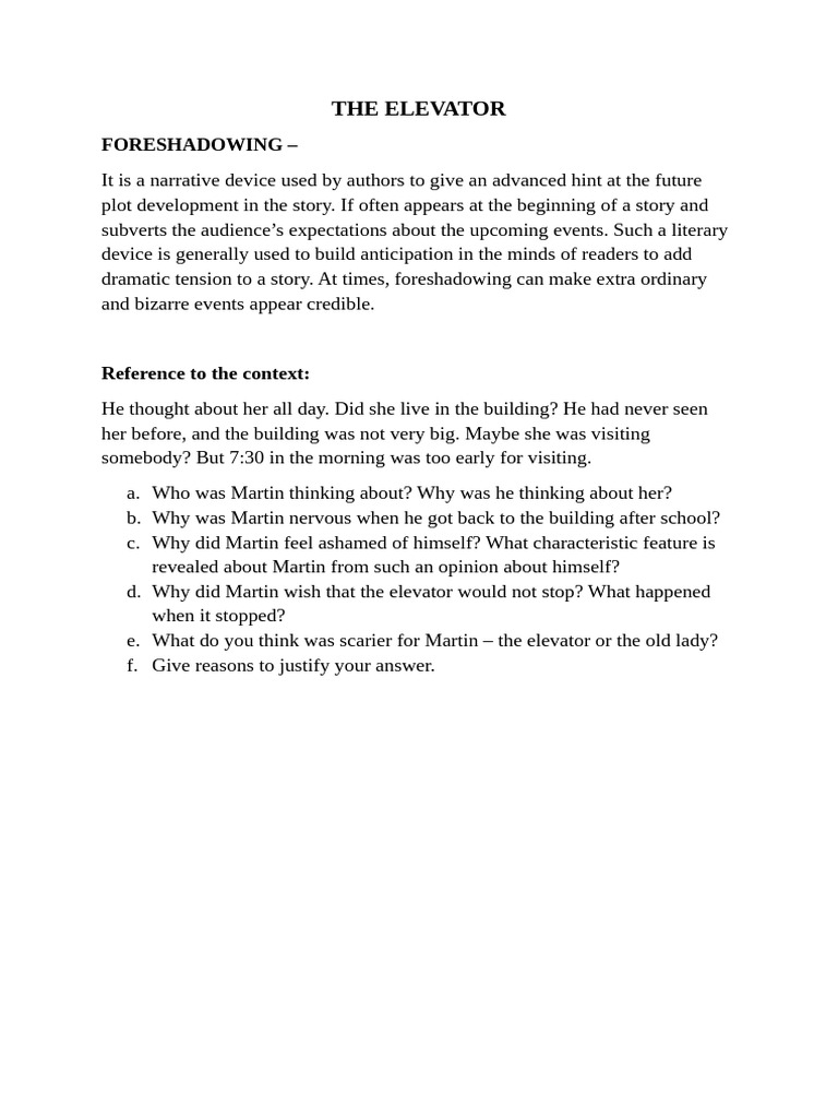 The Elevator (1) | PDF