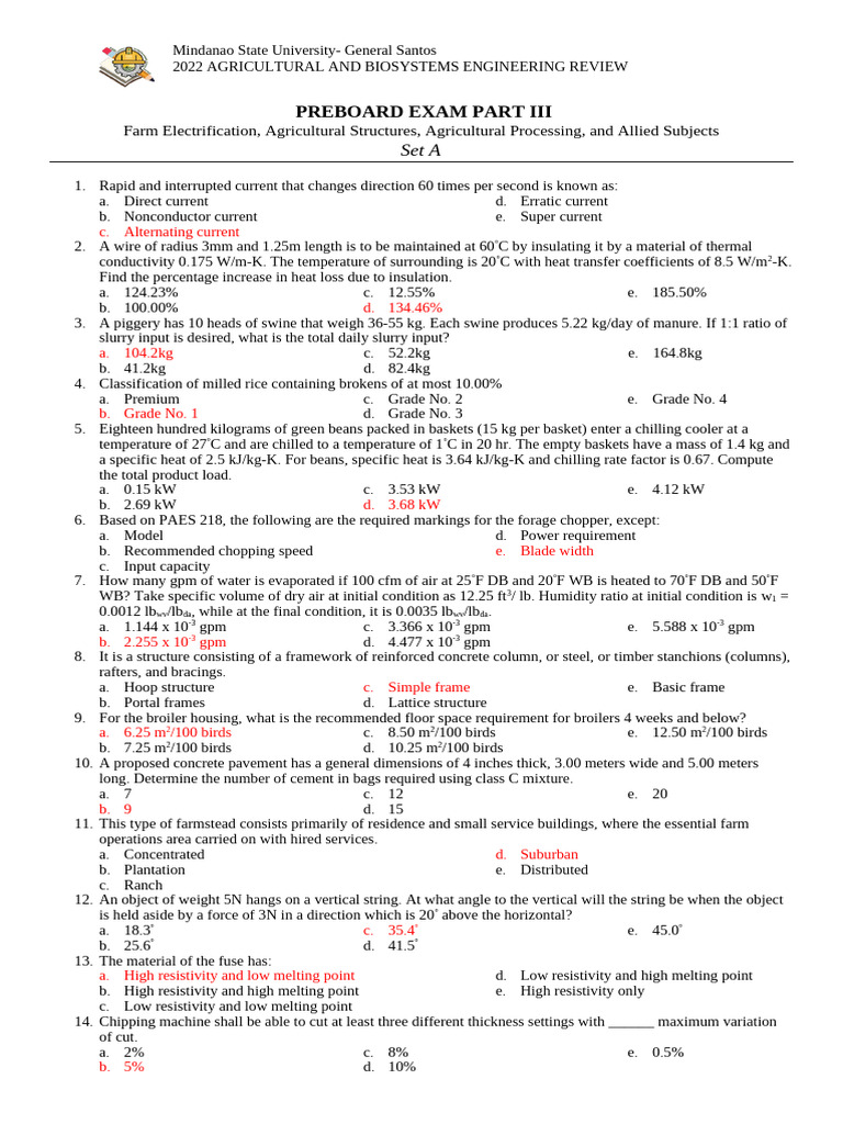 Part-III-Preboard SET A (With Answers) | PDF