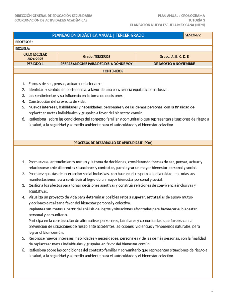 AP Tut 3 Plan Anual 2024-2025 | PDF