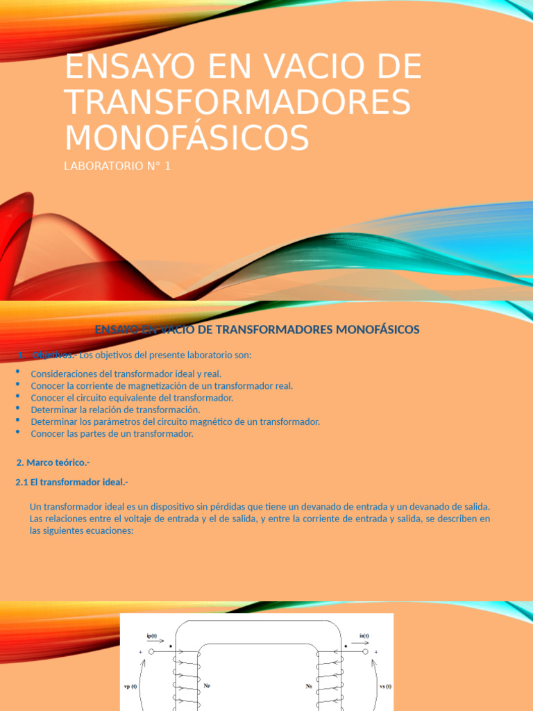 Lab 1 Ensayo en Vacio de Transformadores Monofásicos | PDF