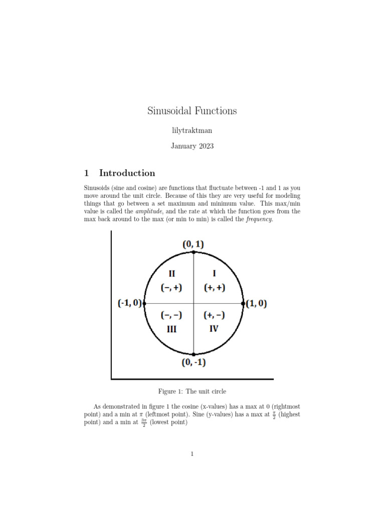 Sinusoidal Functions Pdf