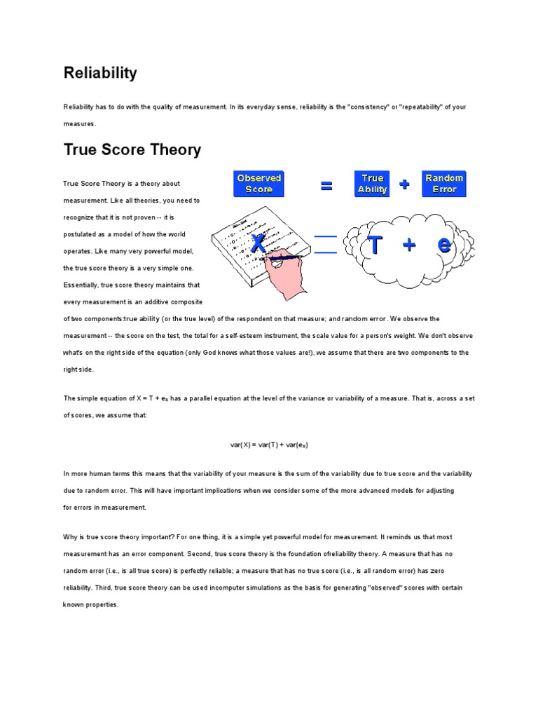Reliability: True Score Theory Is A Theory About | PDF | Observational ...