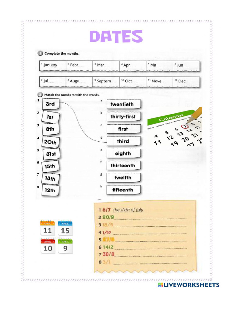 Date Worksheet | PDF