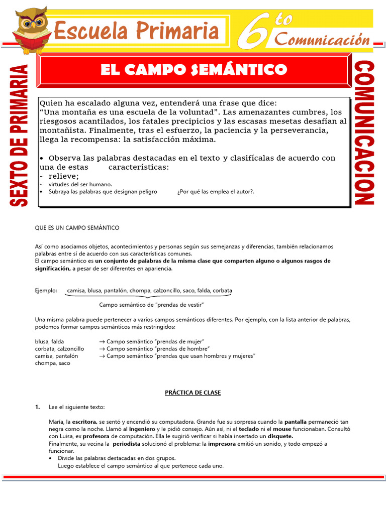 El Campo Semantico para Sexto de Primaria | PDF | Ropa