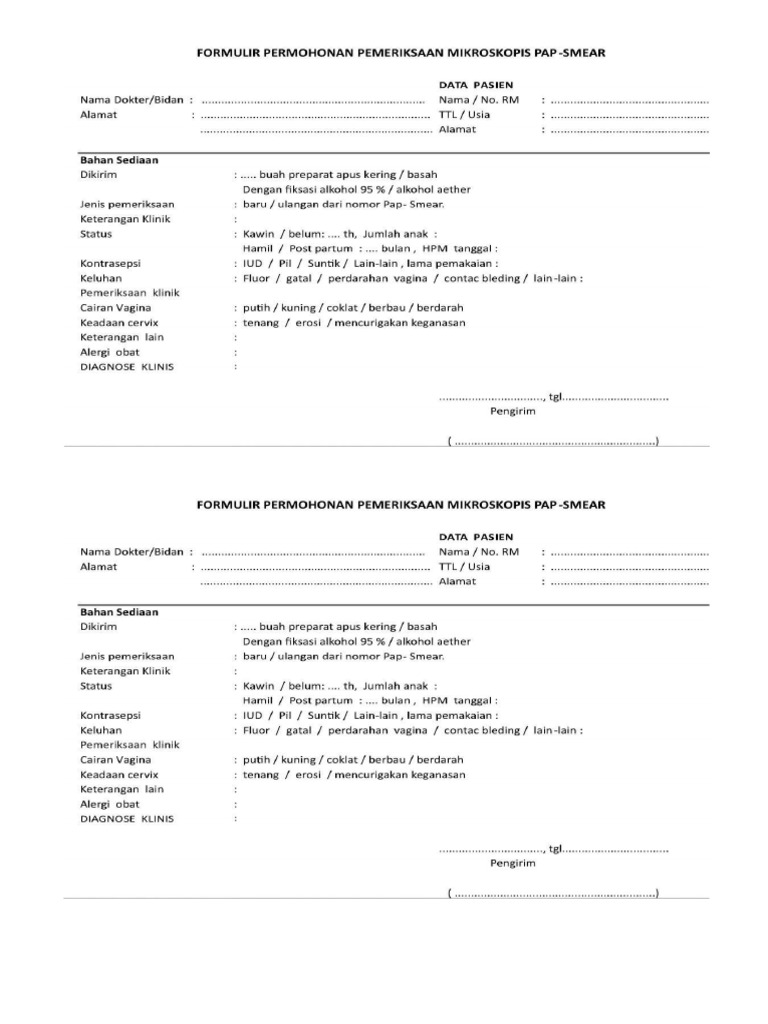 Form Pap Smear | PDF