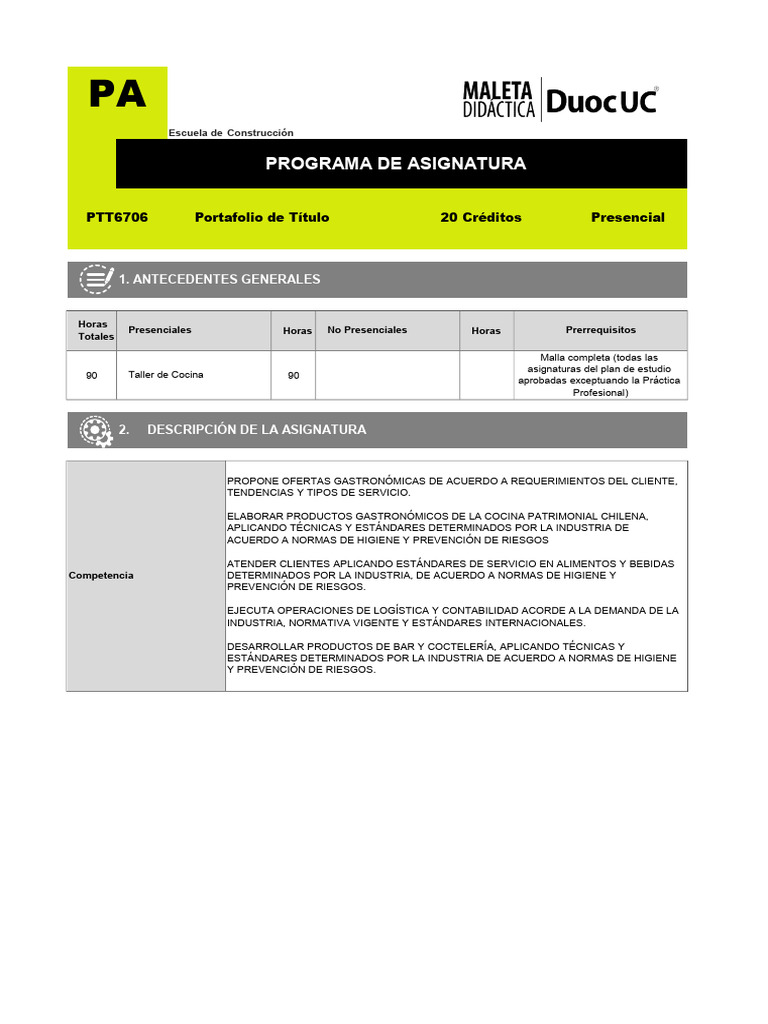 Programa de Asignatura - PTT6706 | PDF