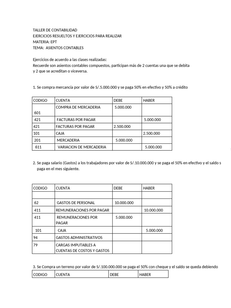 Asientos Contables | PDF