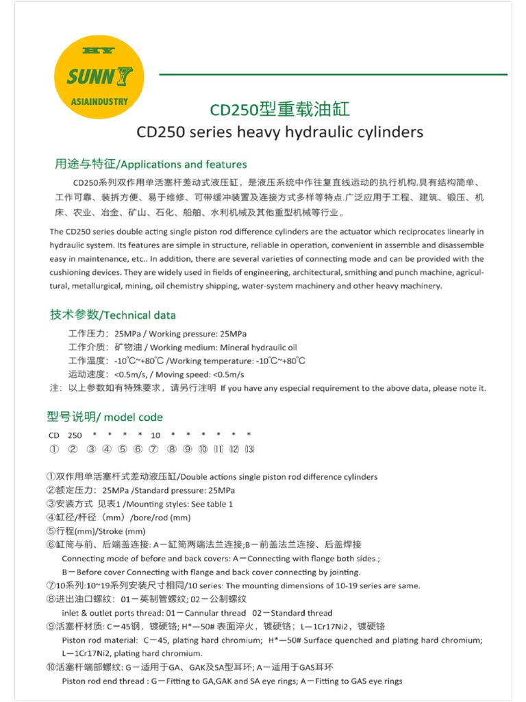 CD Series-piston Rod Cylinders | PDF