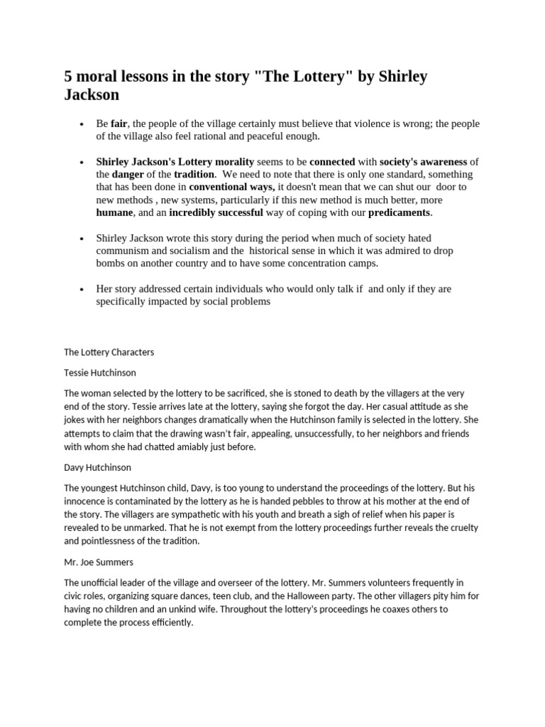 The Loterry-Moral Lesson | PDF
