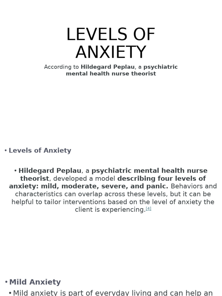 Levels of Anxiety | PDF