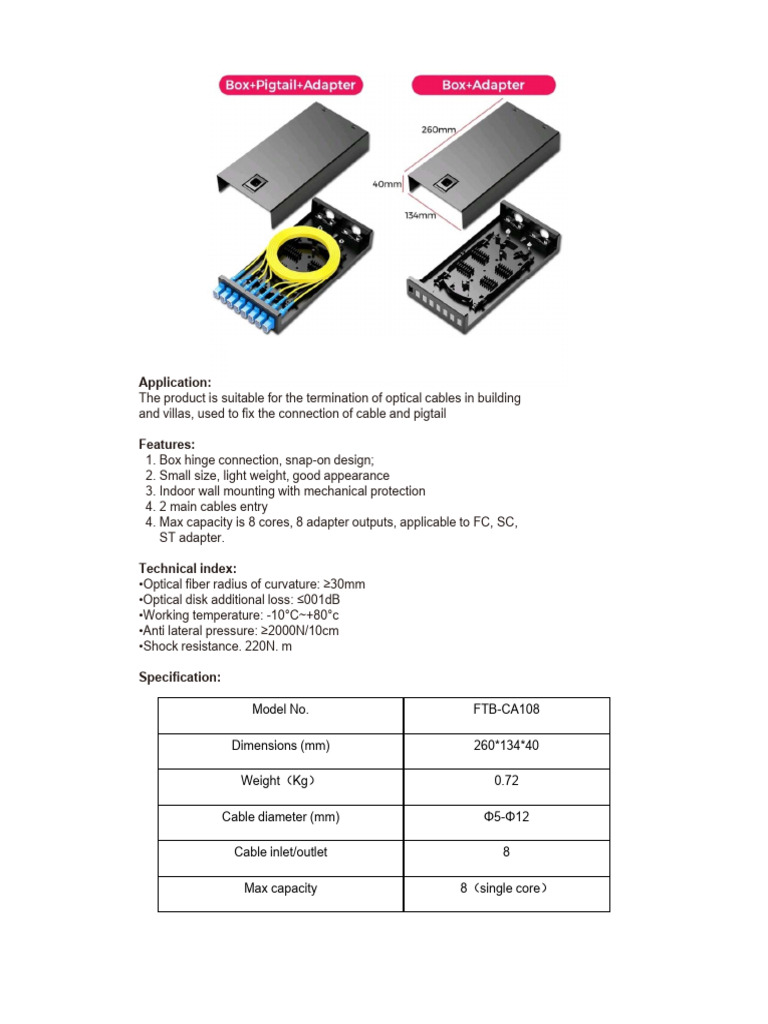 Fiber Optic Termination Box Data Sheet (Compatibility Mode) | PDF