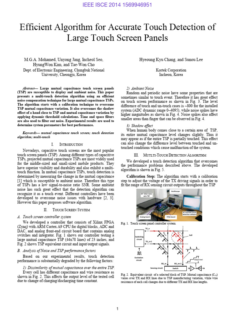 Touch Detection Algorithm for Large TSPs | PDF | Touchscreen | Science ...