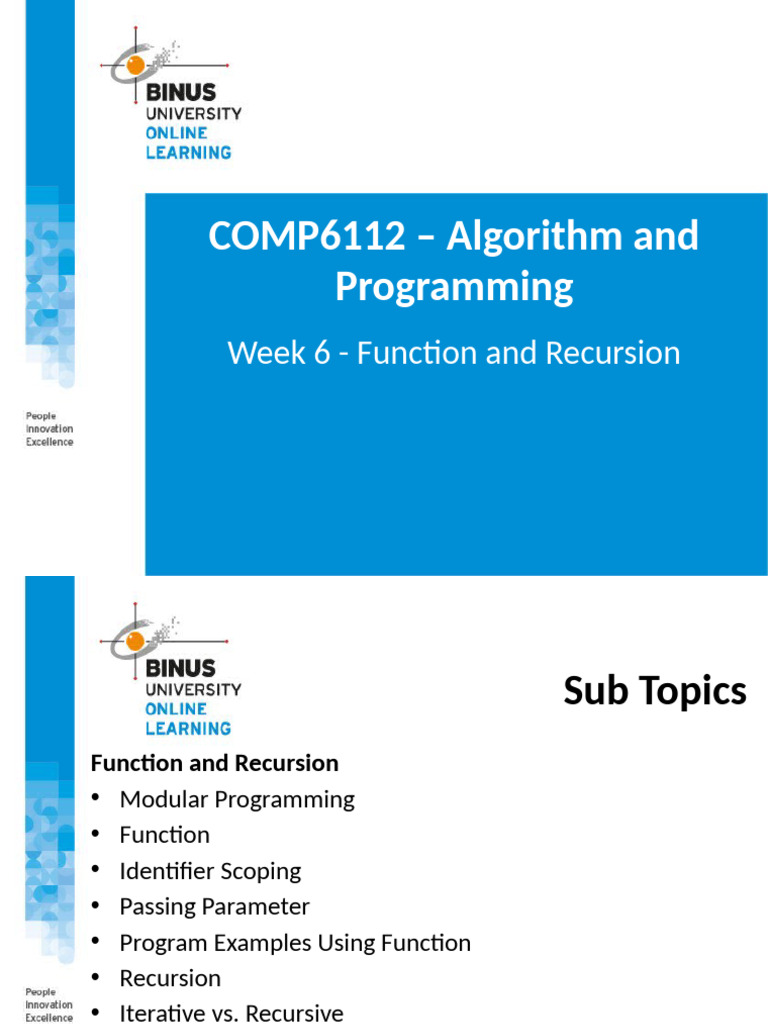 PPT6 - COMP6112 - Function and Recursion - R0 | PDF