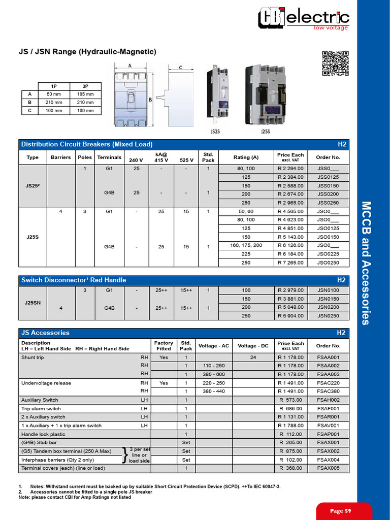Price List 2023 2024 MCCB and Accessories V6 | PDF
