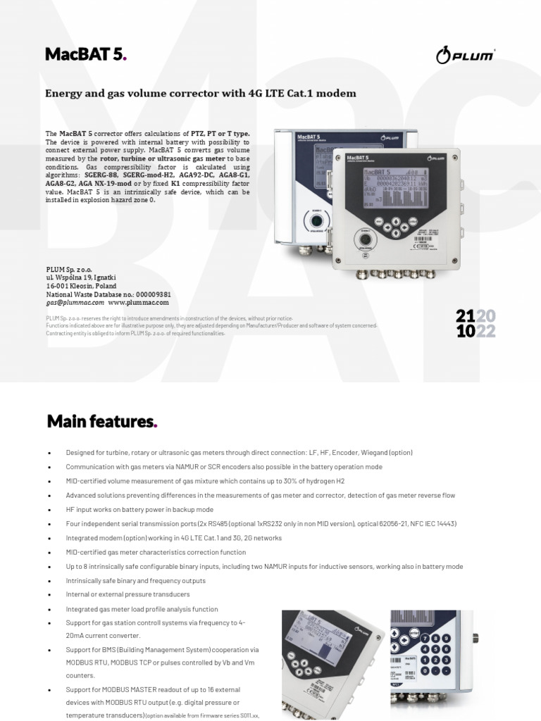 MacBAT-5 Data-Sheet EN v14 | PDF