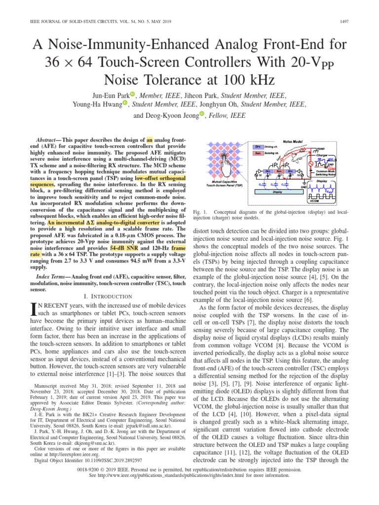 A Noise-Immunity-Enhanced Analog Front-End For 36times64 Touch-Screen ...