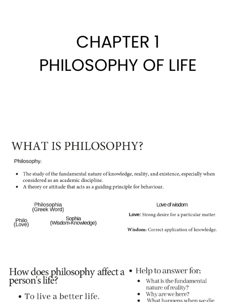 Chapter 1- Philosophy of Life | PDF