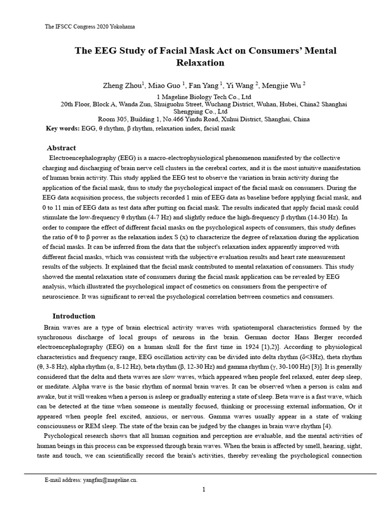 The EEG Study of Facial Mask Act On Consumers' Mental Relaxation20 | PDF